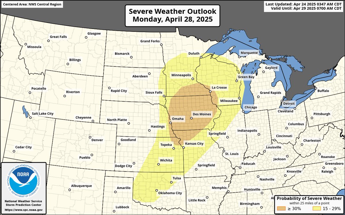 Enhanced Severe Weather Risk With 30% Probability Including Tornadoes ...
