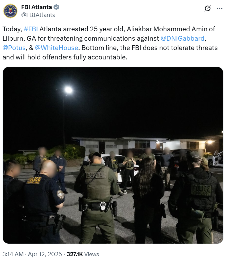 FBI Arrests 25-Year-Old Aliakbar Mohammed Amin in Georgia for Threats ...