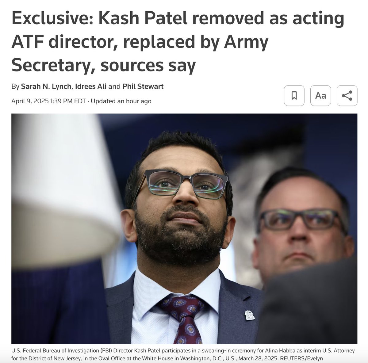 FBI Director Kash Patel Replaced by Army Secretary Daniel Driscoll as ...