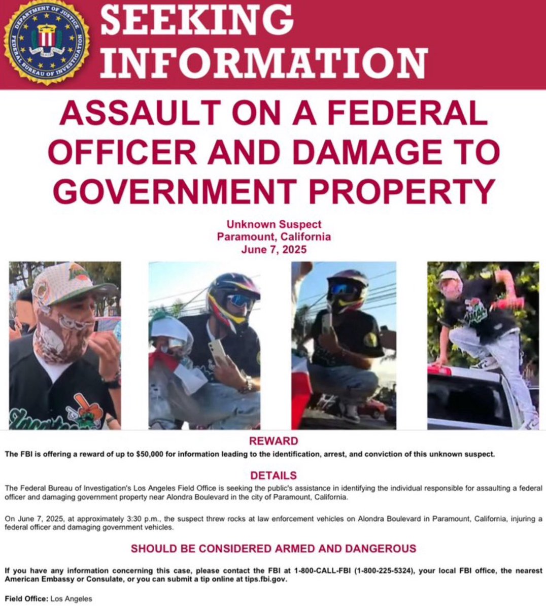 FBI Offers $50,000 Reward for Man Throwing Rocks at Border Patrol ...