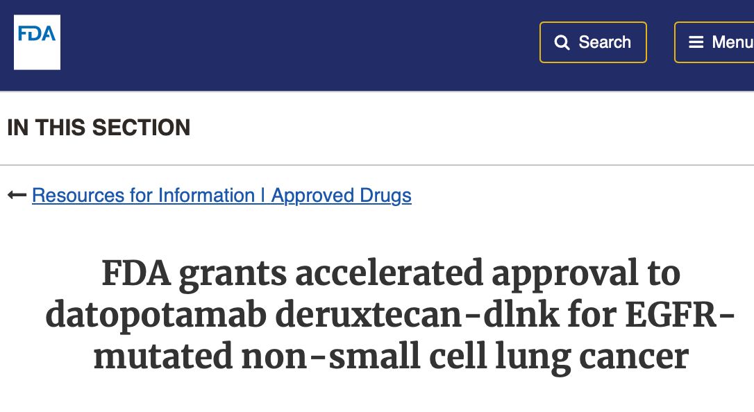 FDA Approves Datopotamab Deruxtecan for EGFR-Mutated NSCLC, Lynozyfic ...