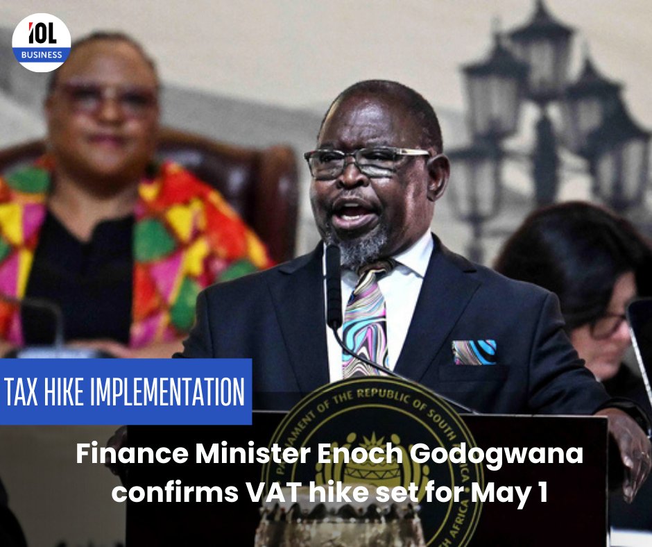 Finance Minister Enoch Godongwana Confirms 0.5% VAT Increase May 1 Amid ...