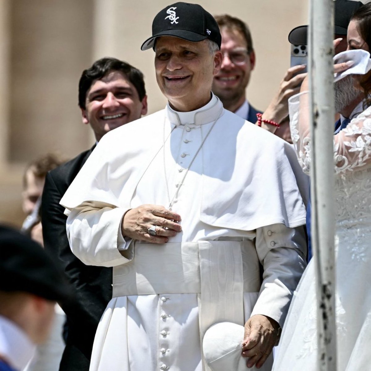 First American-Born Pope Leo XIV Wears White Sox Cap, Joins Chants ...