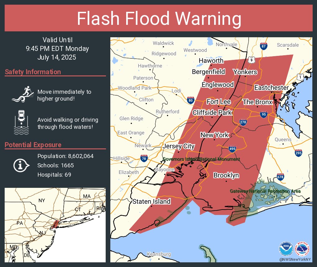 Flash Flood Warnings Extended Into Early Morning July 15 Across ...