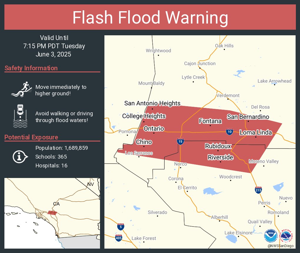 Flash Flood Warnings Issued for Riverside, San Bernardino and Other ...
