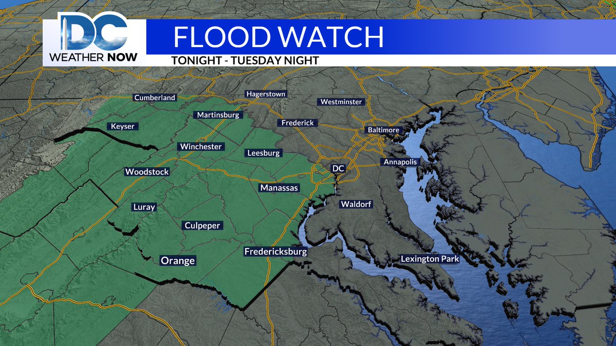 Flood Watch Expanded Through Tuesday and Wednesday in Virginia, North ...