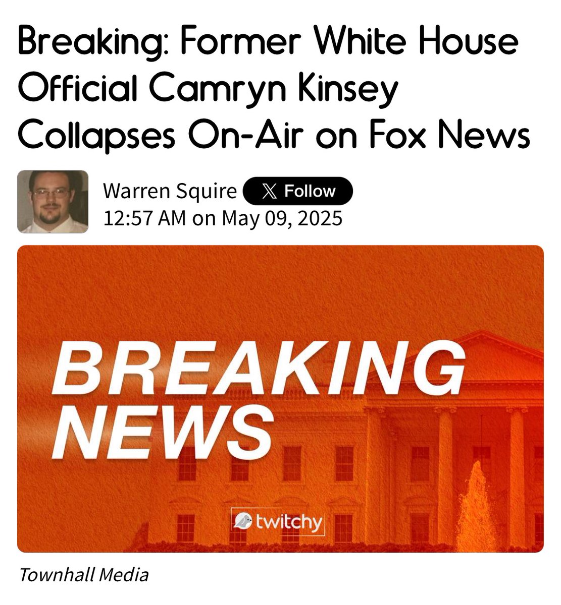Former White House Official Camryn Kinsey Faints Live on Fox News on ...