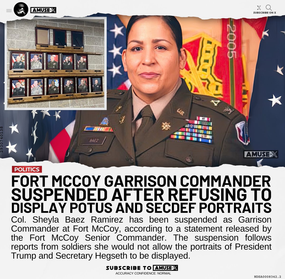 Fort McCoy Commander Suspended After Trump, Vance, Hegseth Portraits ...