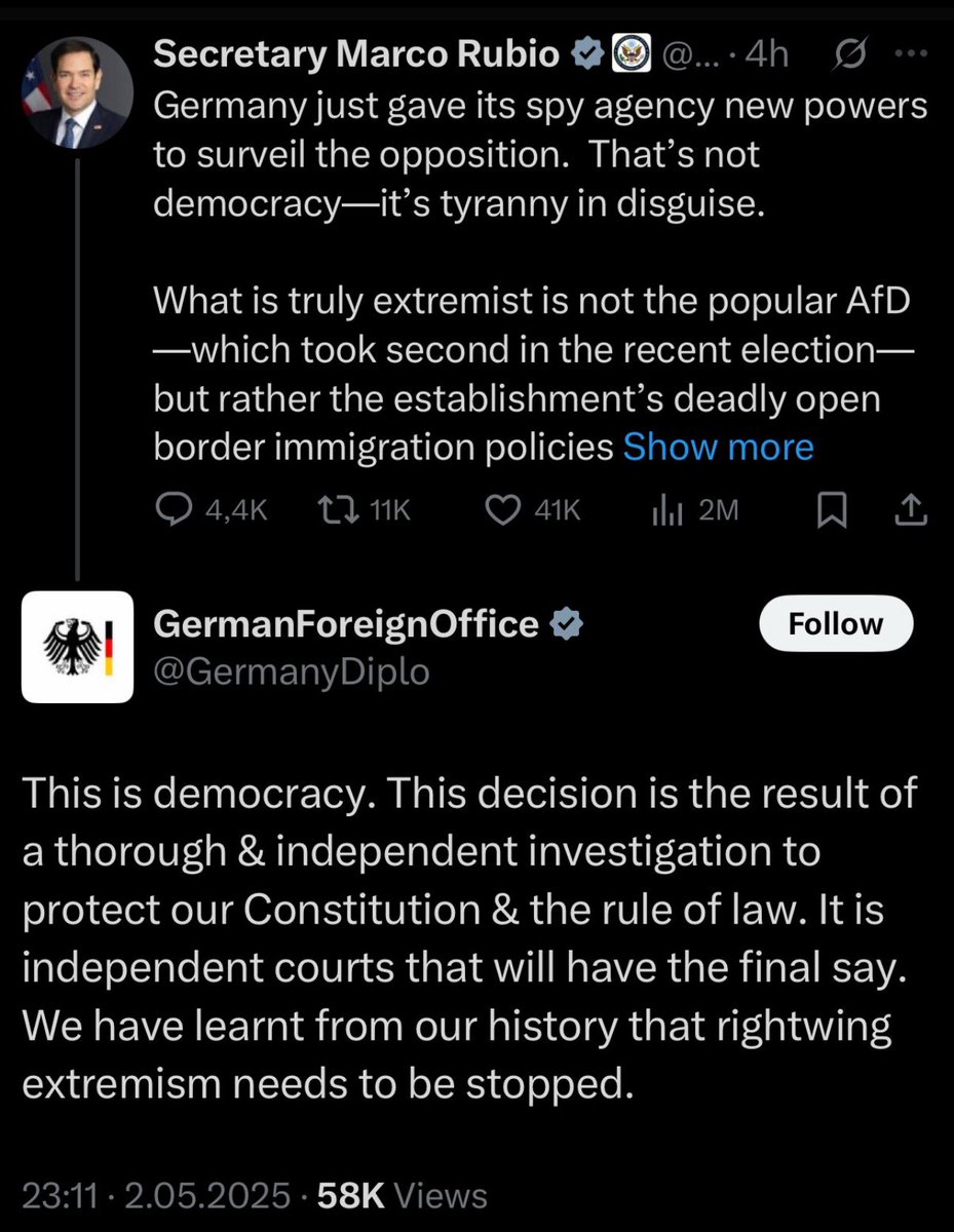 Germany's Foreign Ministry Responds to Marco Rubio on AfD Ban ...