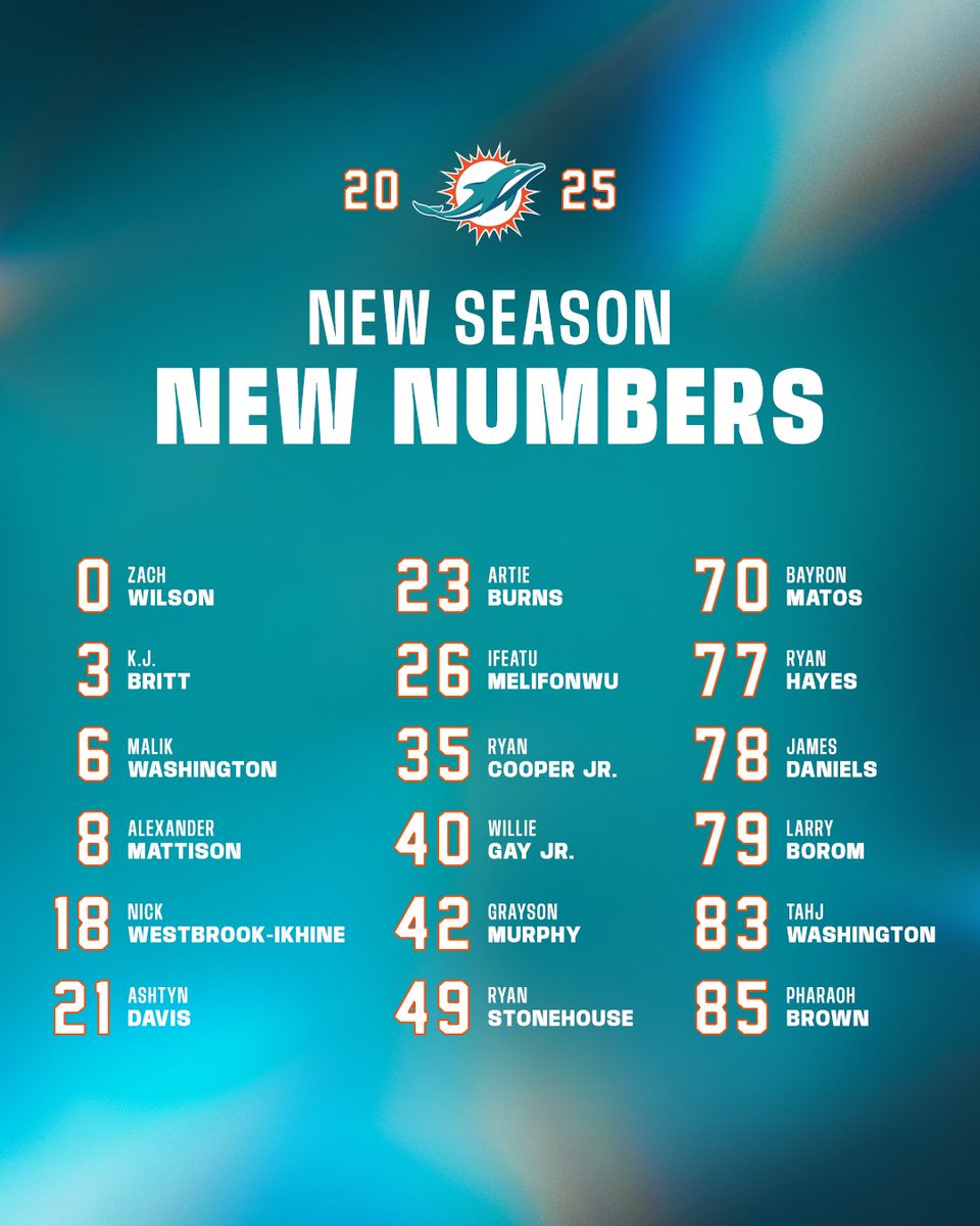 Giants, Dolphins Announce 2025 Jersey Numbers Including Slayton’s No ...
