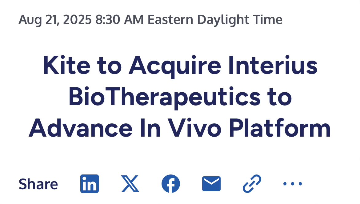 Gilead’s Kite Pharma Acquires Interius for $350 Million to Advance In ...
