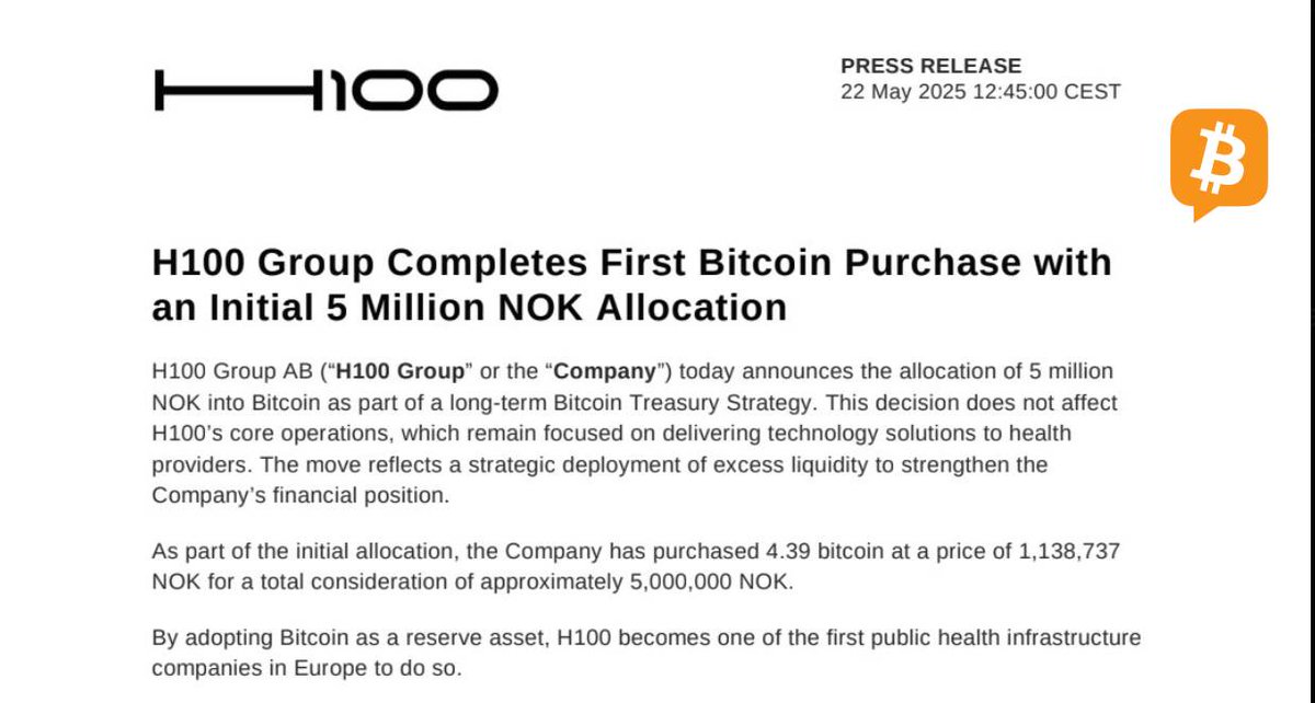 H100 Group AB Becomes Sweden’s First Publicly Listed Company to Acquire ...