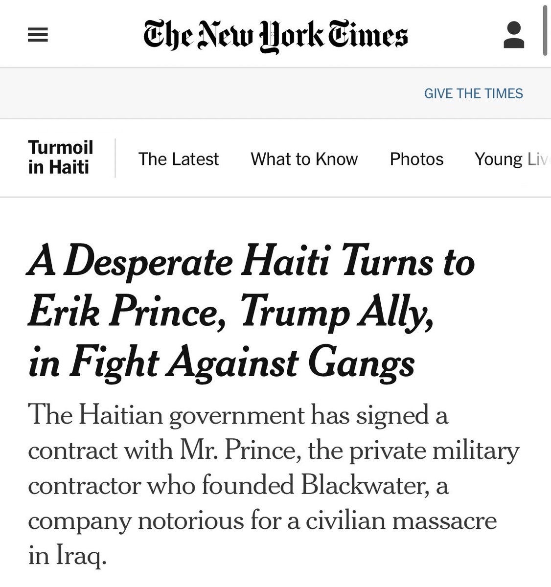 Haiti Hires Erik Prince and Blackwater, Deploying Drones in Gang Fight; 200 Killed, Role May ...