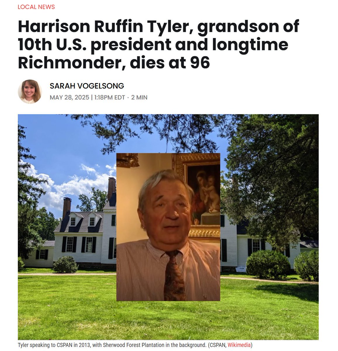 Harrison Ruffin Tyler, Last Grandson of President John Tyler and ...
