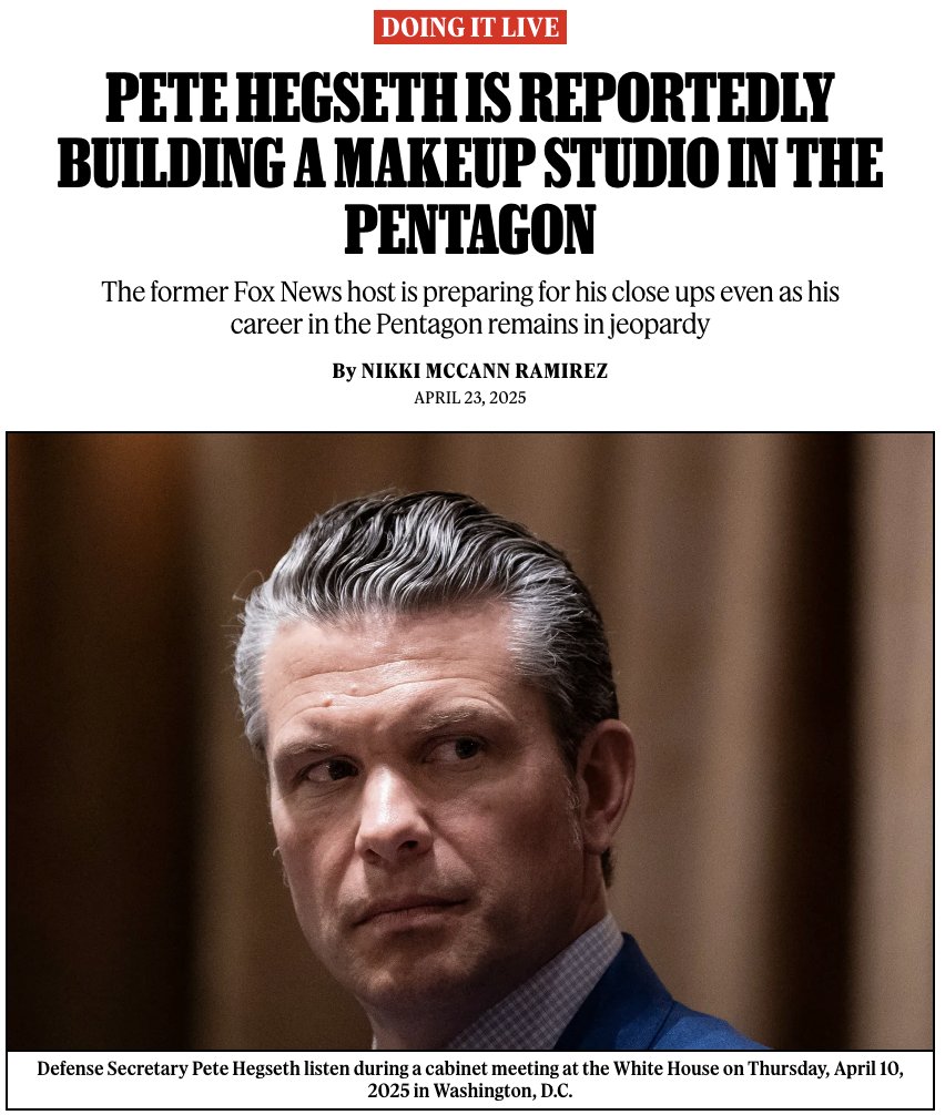 Hegseth Installs Pentagon Makeup Studio for Fox News Appearances, Amid ...