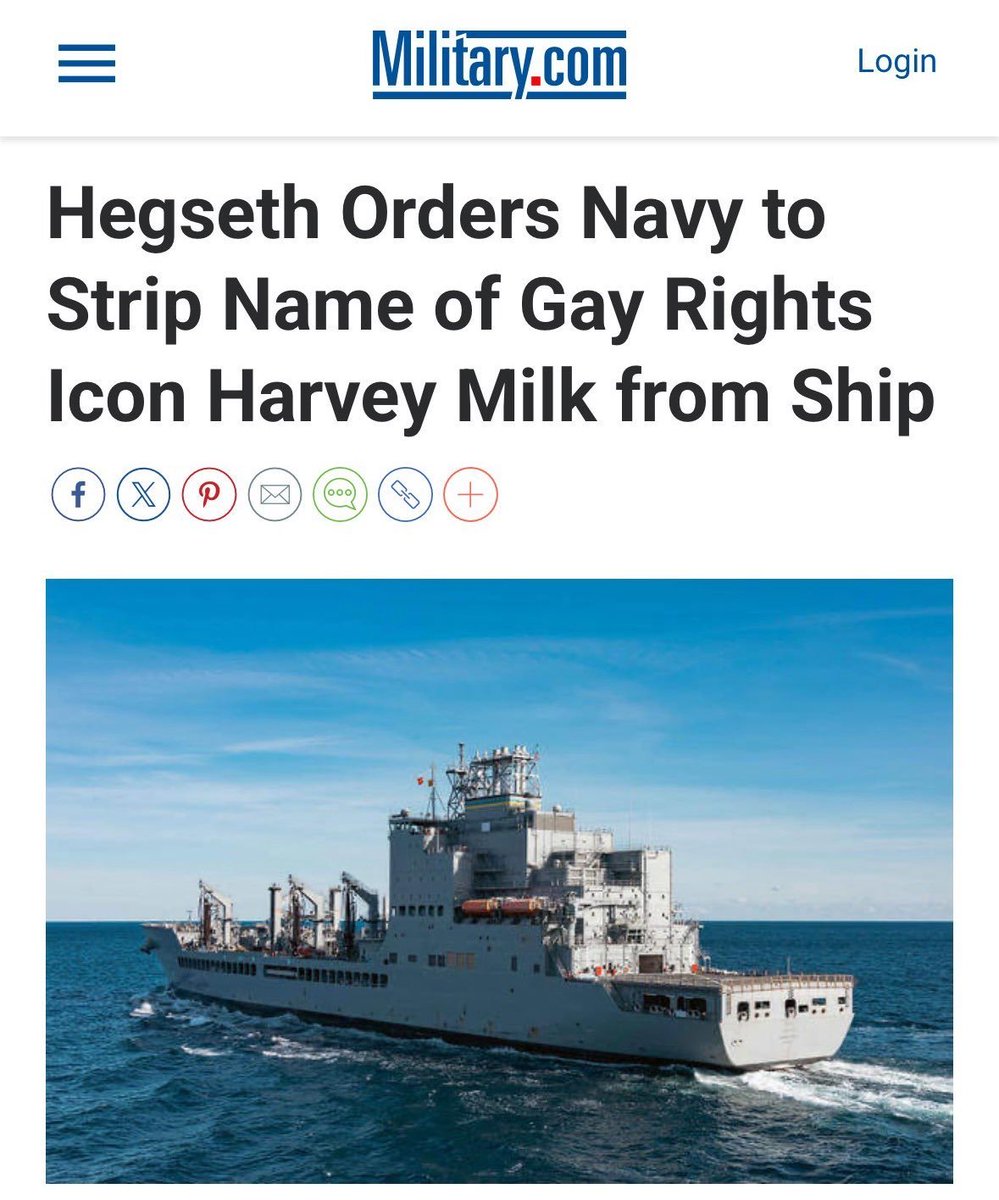 Hegseth Orders Navy to Rename USNS Harvey Milk, Honoring Korean War ...