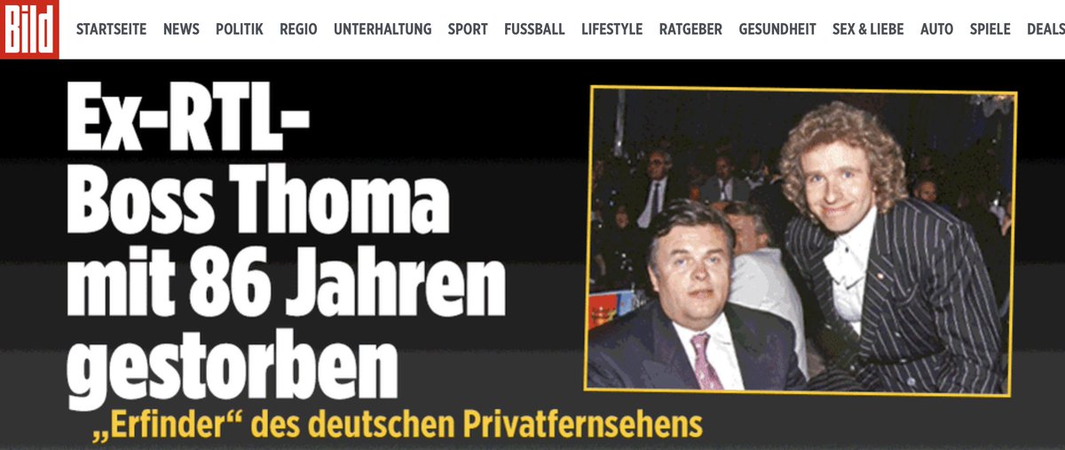 Helmut Thoma, Former RTL CEO and 'King of Private TV,' Dies at 86 in ...