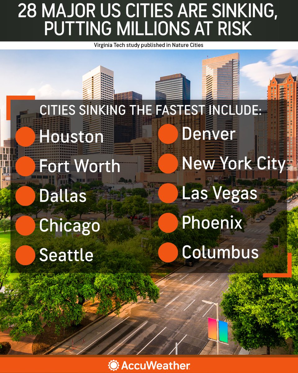 Houston Leads as 28 Major US Cities Sink; 34 Million Affected ...