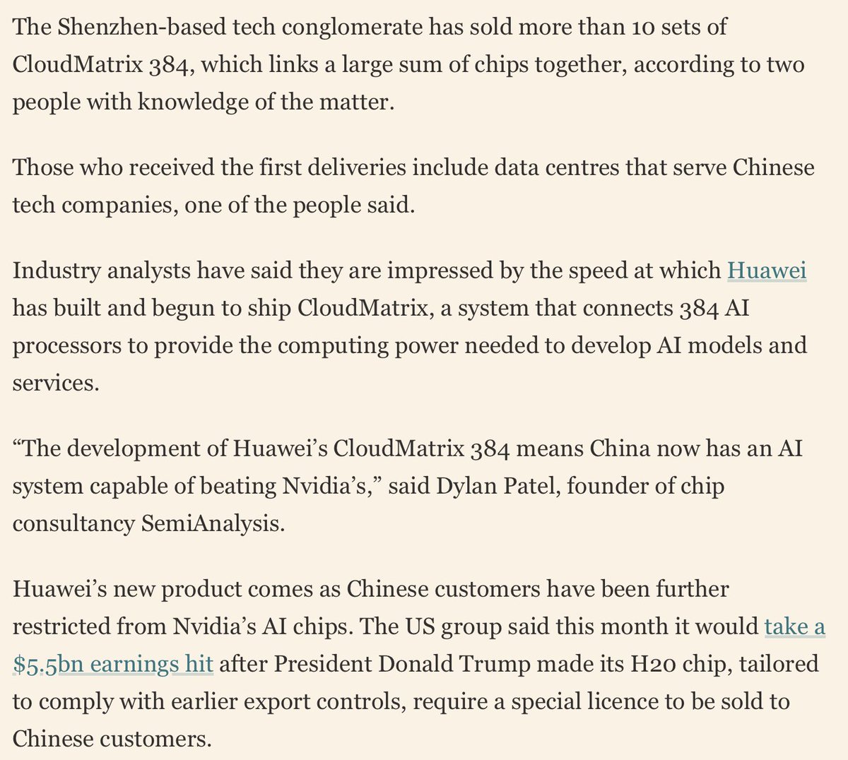 Huawei Ships CloudMatrix 384 AI System With 67% More Power Than Nvidia ...