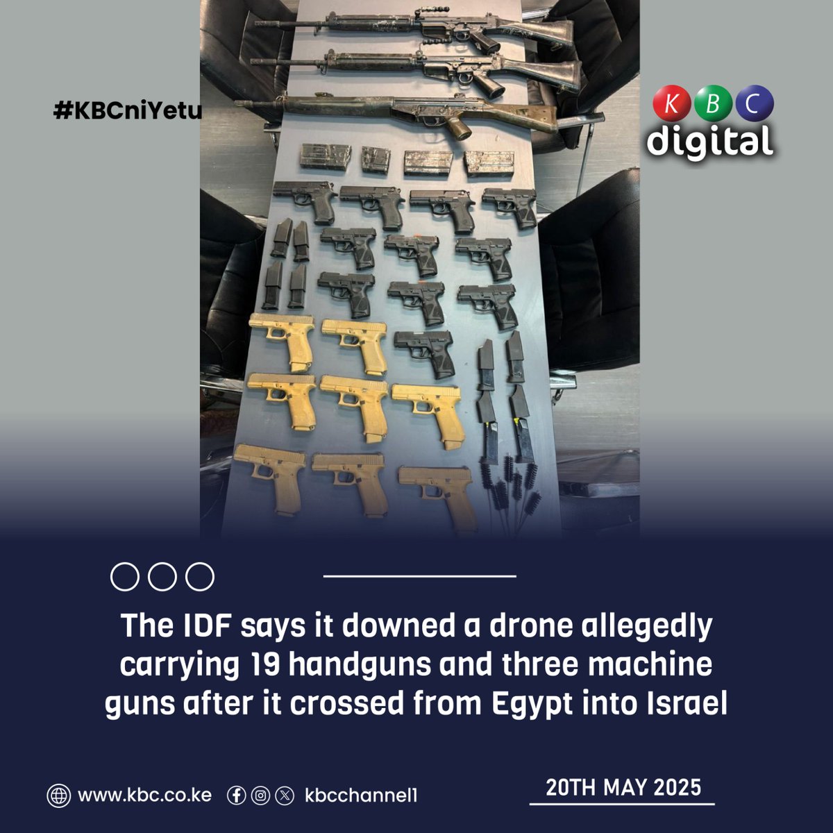 IDF Downs Drone Smuggling 19 Handguns, 3 Machine Guns from Egypt Amid ...