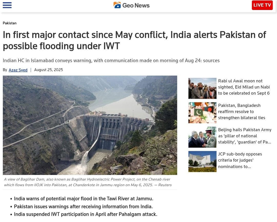 India Alerts Pakistan of Jammu Flood, Releases Water in Ravi and Sutlej ...