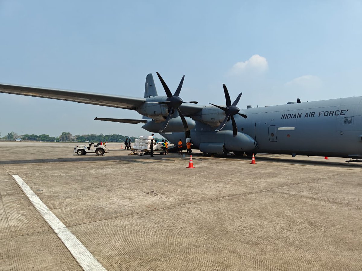 India's Operation Brahma Sends 15 Tonnes of Aid to Myanmar on C-130J ...