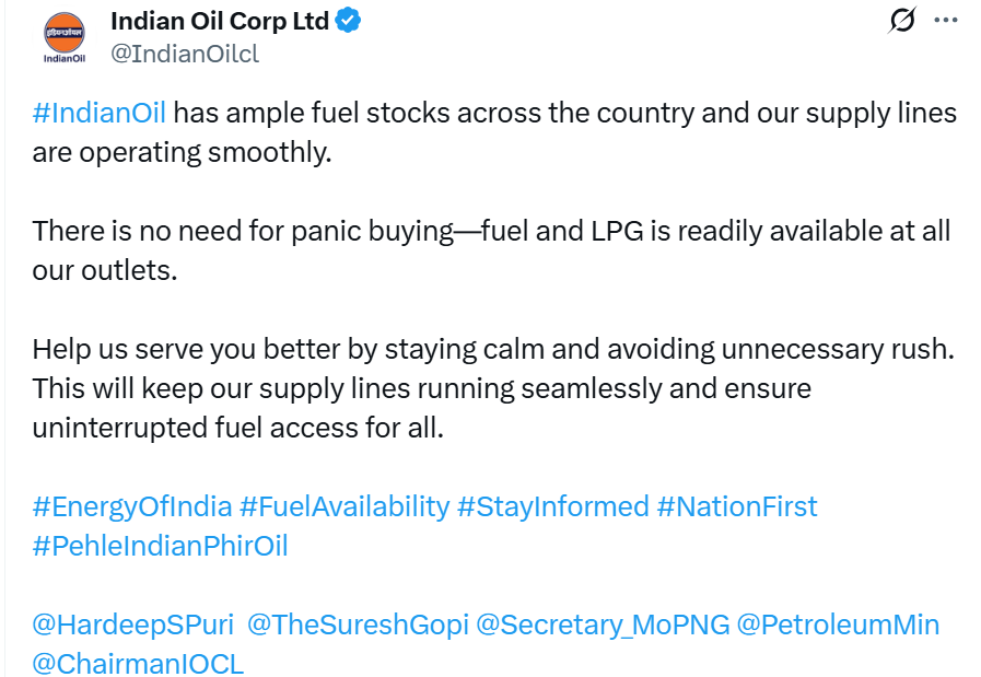 Indian Oil Assures Ample Fuel Amid India-Pakistan Tensions Post ...