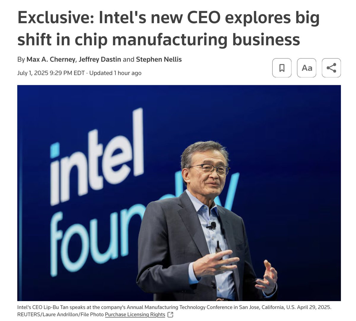 Intel CEO Lip-Bu Tan Considers Writing Off 18A Process to Focus on 14A, Potential Costing ...