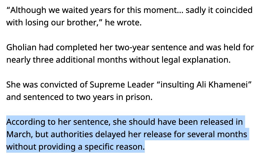 Iranian Activist Sepideh Gholian Released From Evin Prison June 11 ...