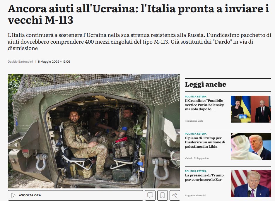 Italy Sends 400 M113 APCs, SAMP/T Air Defense, Satellite System, and ...