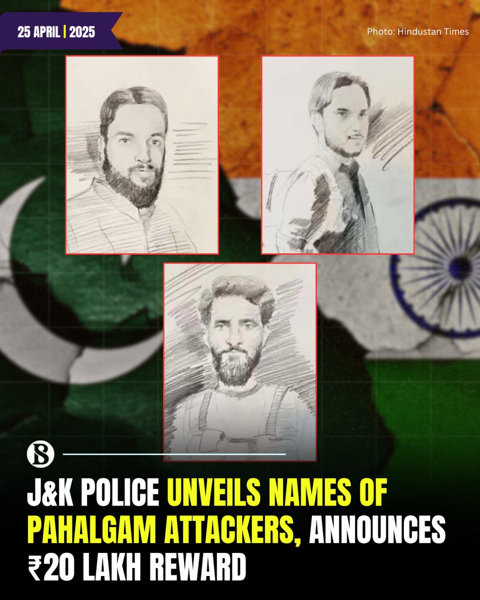 J&K Police Name Pahalgam Attackers, Offer Rs 20 Lakh Bounty After 26 ...
