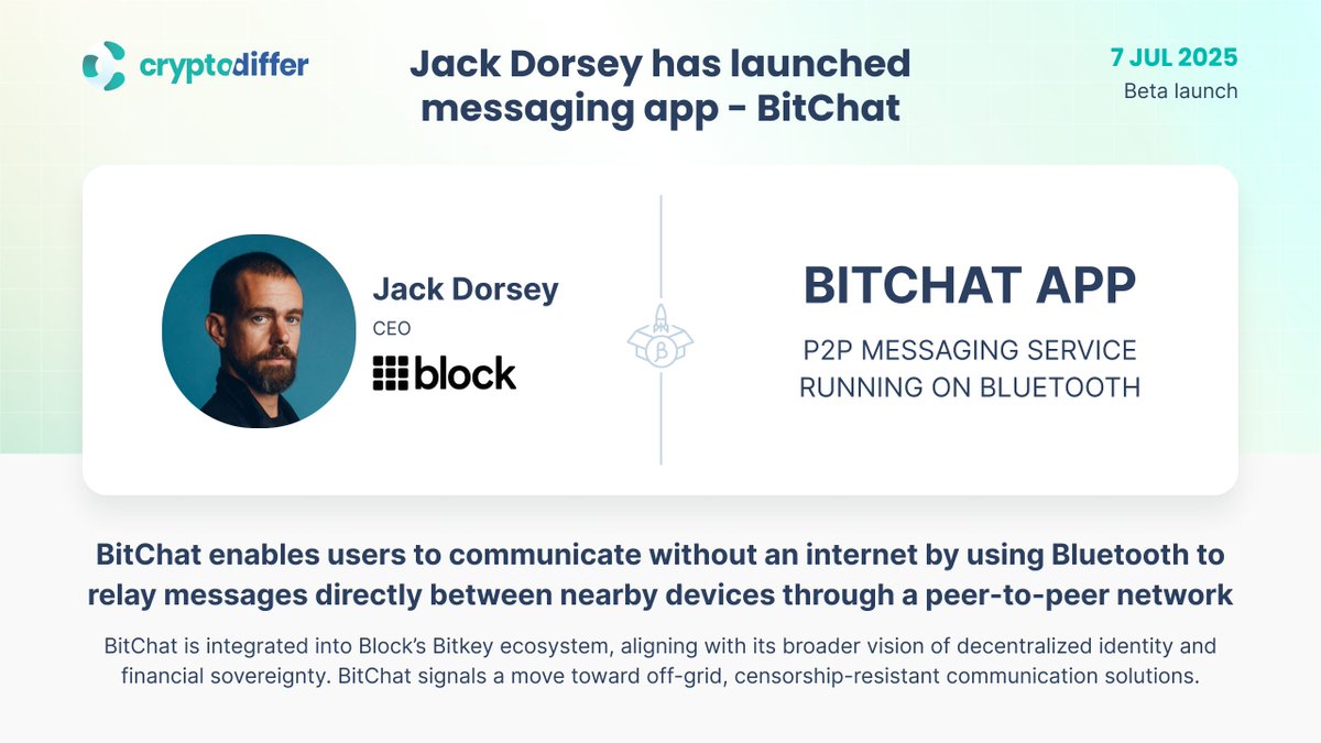 Jack Dorsey Launches BitChat, Bluetooth-Based Decentralized Messaging App with End-to-End ...