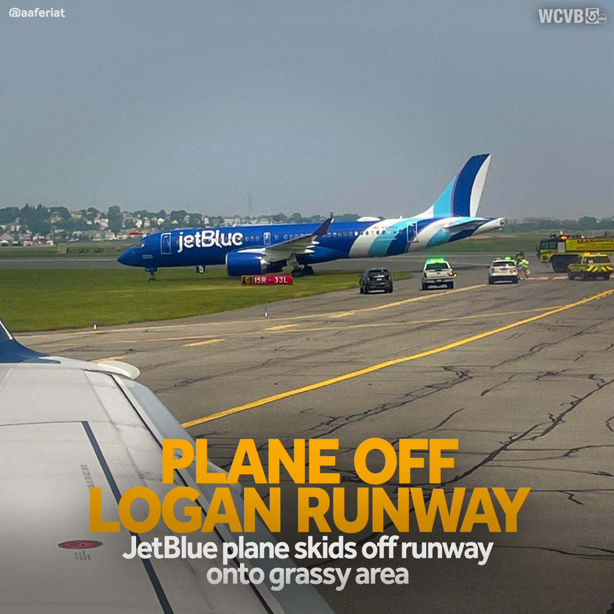 JetBlue Flight 312 From Chicago Rolls Off Runway Into Grass at Boston ...