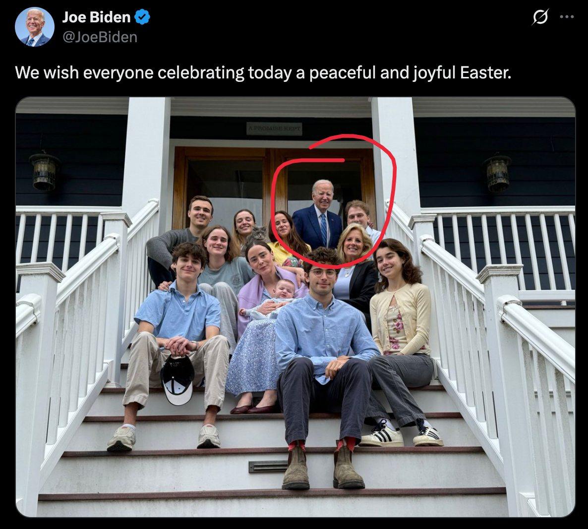 Joe Biden Easter Photo Faces Scrutiny Over Hand, Attire, Lapel Pin, and ...