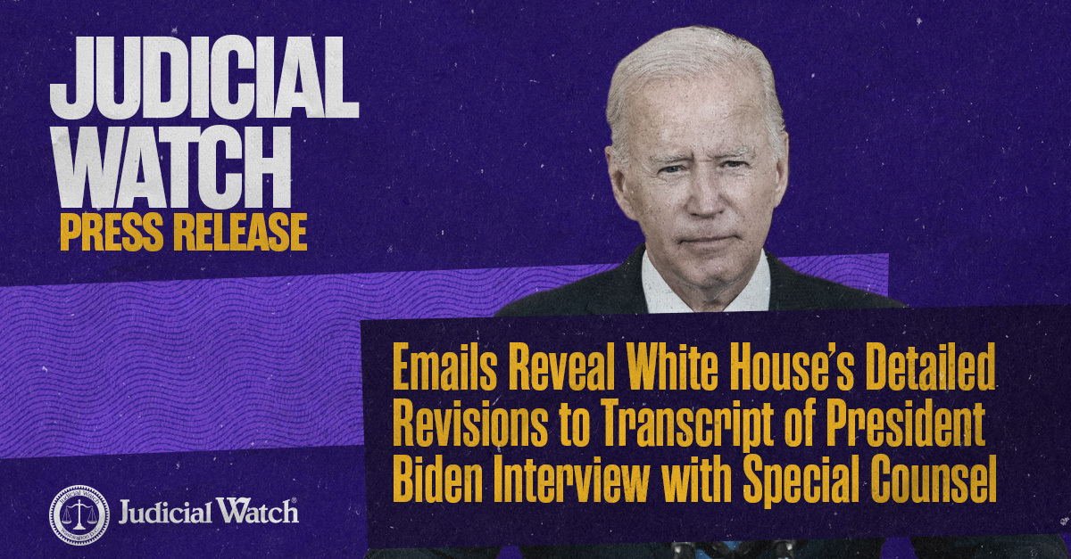 Judicial Watch Sues DOJ, DOD Over Biden Interview, Epstein, Trump Prosecution, Walz China Ties ...