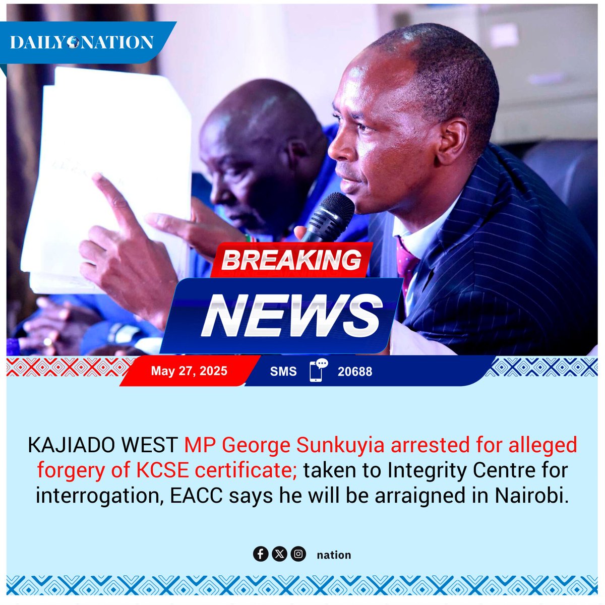 Kajiado West MP George Sunkuyia (UDA) Arrested by EACC for Alleged KCSE ...