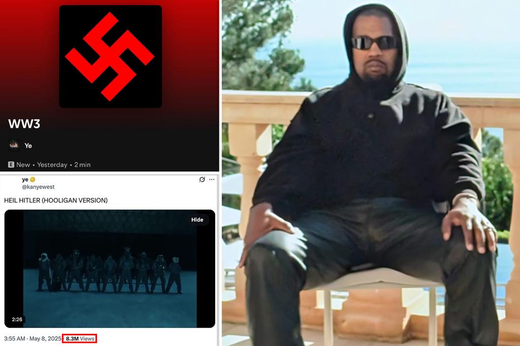 Kanye West's 'Heil Hitler' Song, With 8.2 Million Views on X, Sparks ...