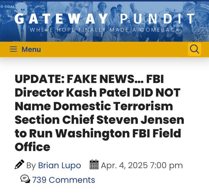 Kash Patel Confirms Steven Jensen as New FBI Washington Field Office ...