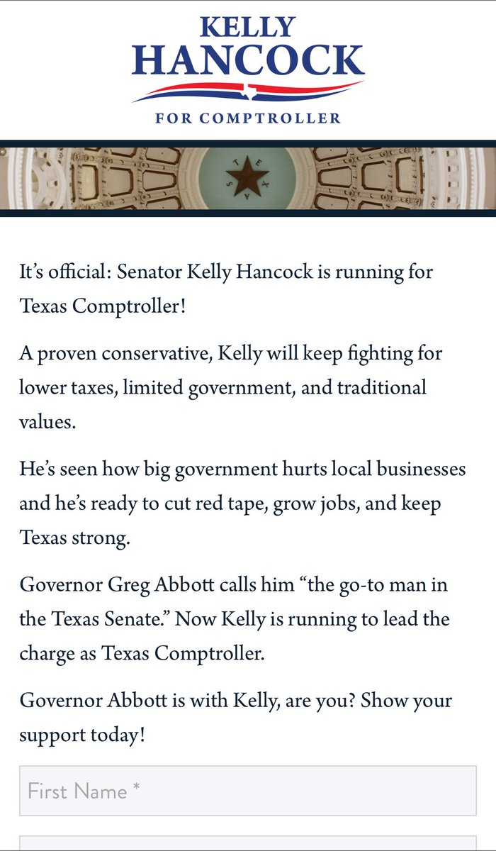 Kelly Hancock Launches 2026 Texas Comptroller Campaign, Becomes Acting ...