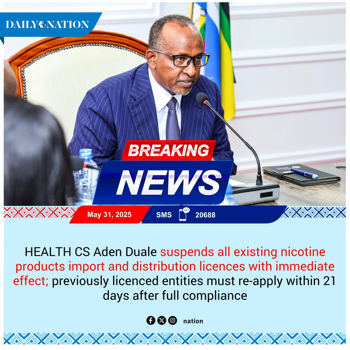 Kenya Health CS Aden Duale Suspends Nicotine Licenses; 5 Tonnes Tobacco ...