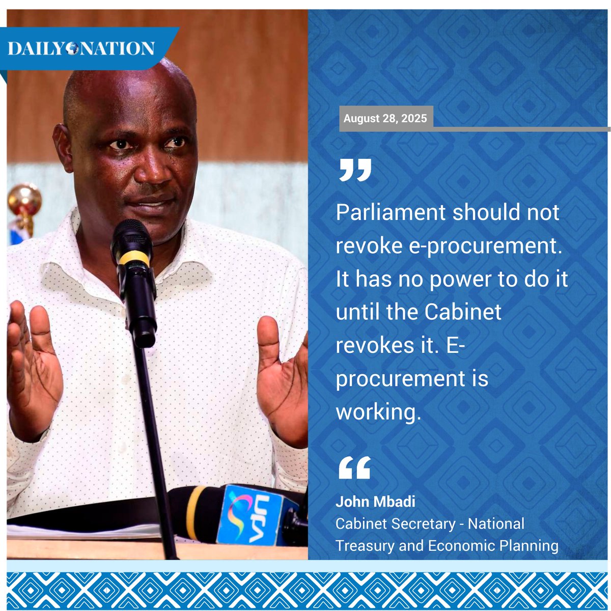 Kenyan Cabinet Insists Parliament Cannot Scrap E-Procurement System | DeepNewz Kenya