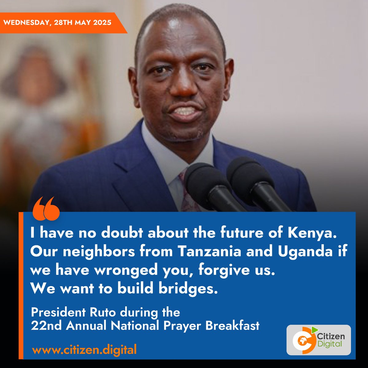 Kenyan President Ruto Apologizes to Gen Z, Tanzania, Uganda at 2025 National Prayer Breakfast ...