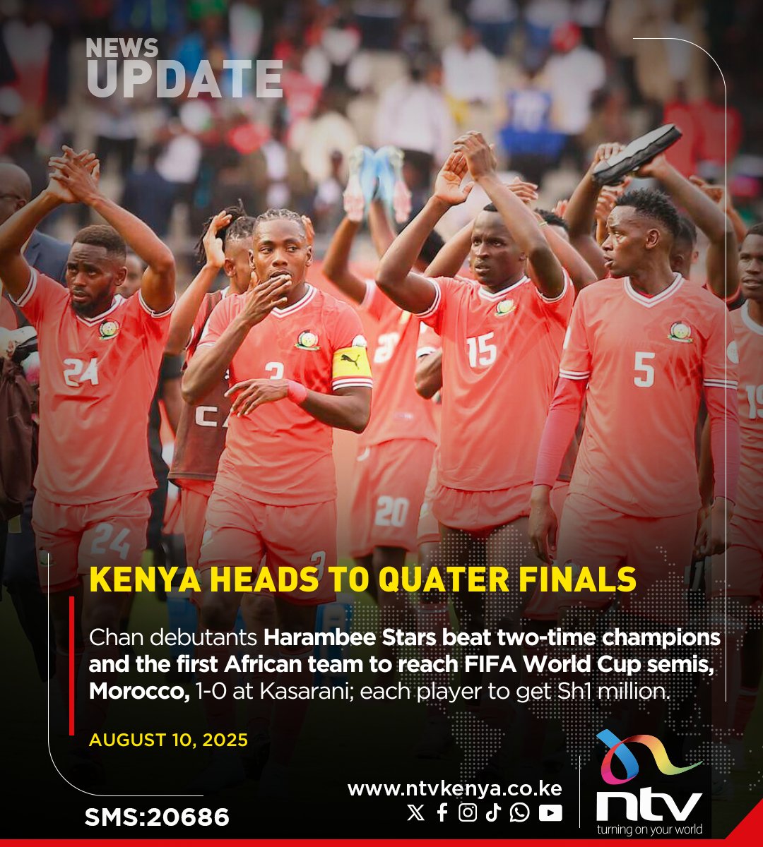 Kenya’s 10-Man Harambee Stars Beat Morocco 1-0 with Ryan Ogam Goal ...