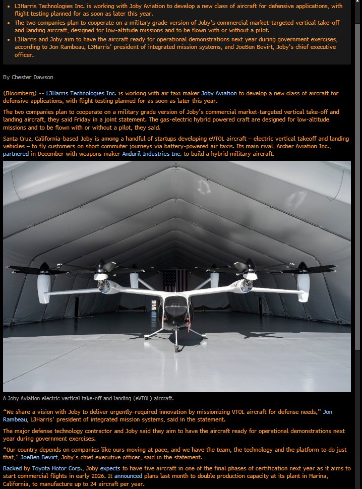L3Harris and Joby Join Forces on Hybrid Military VTOL Aircraft ...