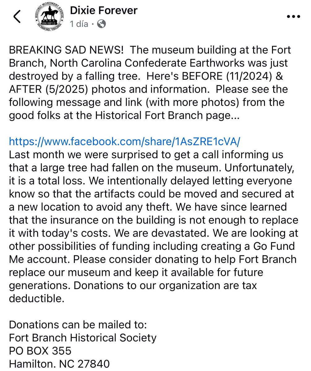 Large Tree Destroys Fort Branch Historical Society Museum Focused on ...