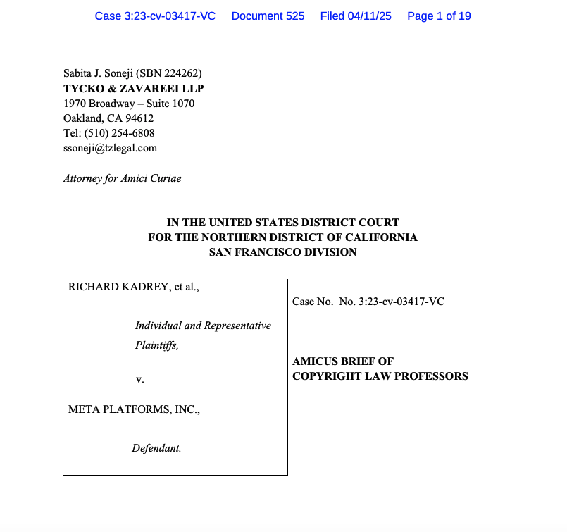 Law Professors Support Authors in Copyright Case Against Meta Over AI ...