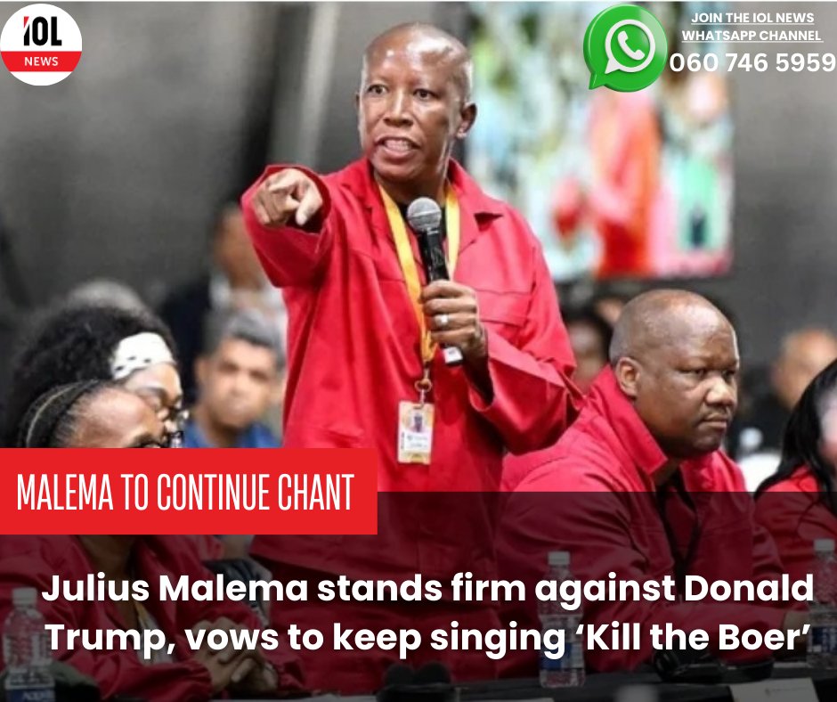 Malema Defends 'Kill the Boer' Chant at Koppies Rally After Trump Calls ...