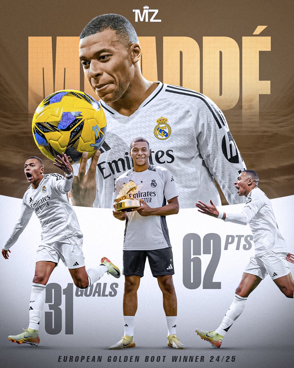 Mbappé Wins European Golden Boot With 31 Goals, 62 Points in Debut Real ...