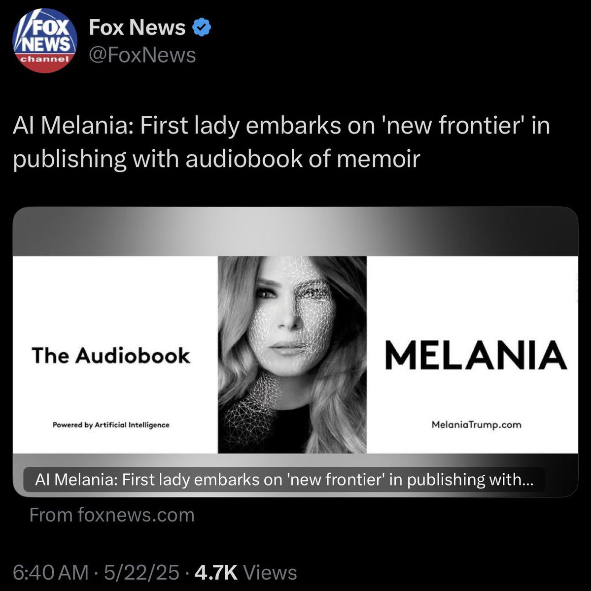 Melania Trump's #1 Best Seller Memoir Now an AI-Narrated Audiobook in ...