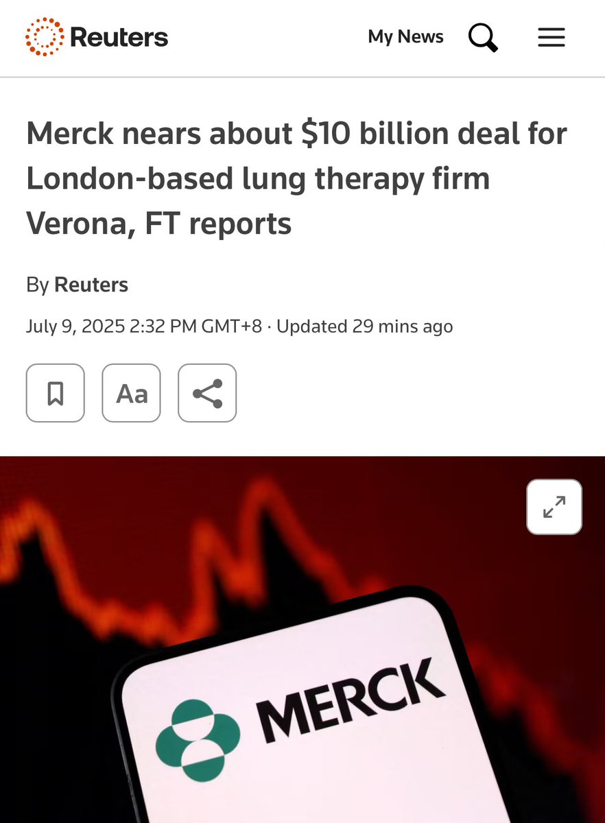 Merck Buys Verona Pharma for $10 Billion, Adding COPD Drug | DeepNewz ...